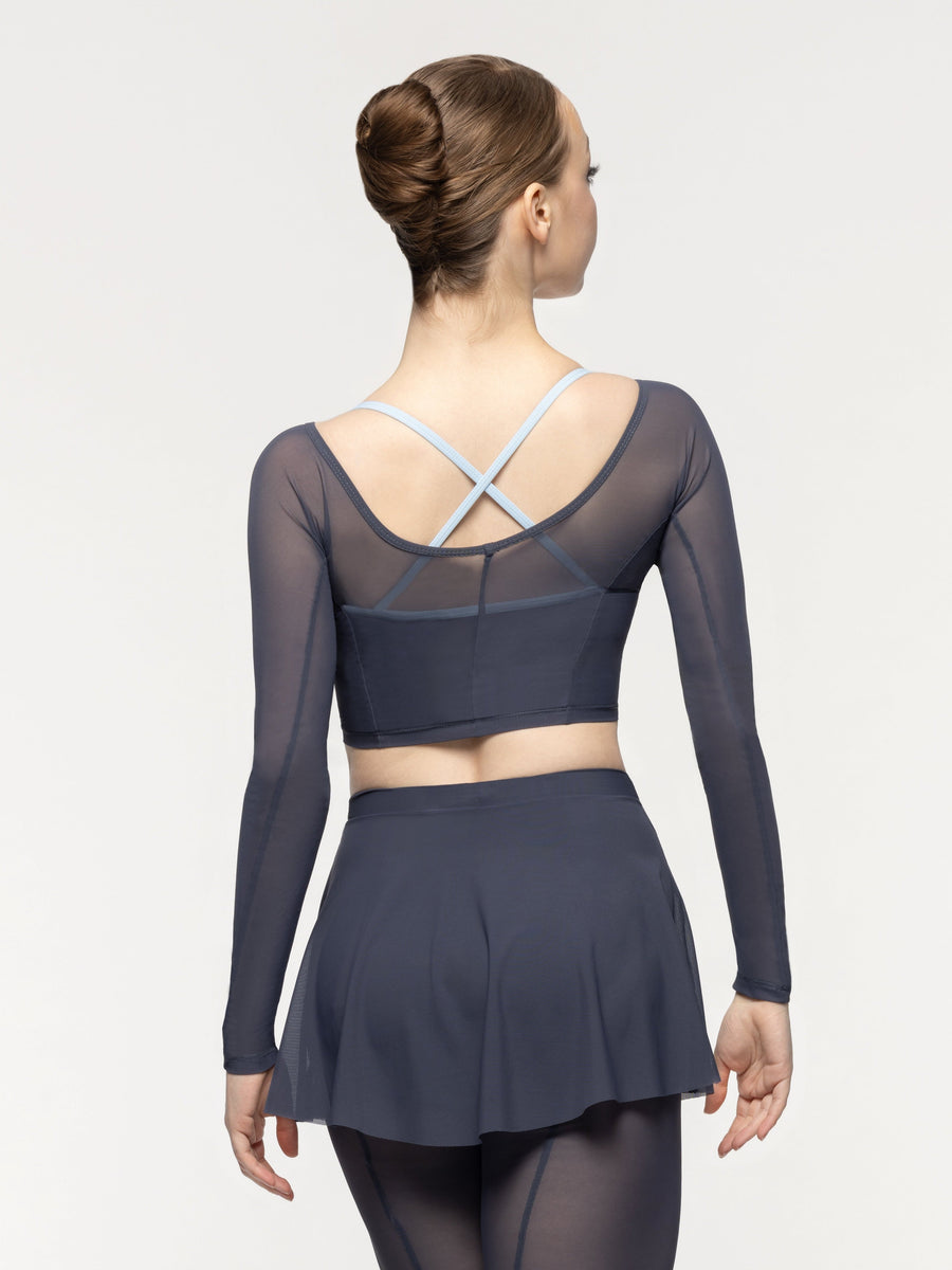 Back Seam Crop Top Graphite Mesh Kids RTW – Elevé Dancewear