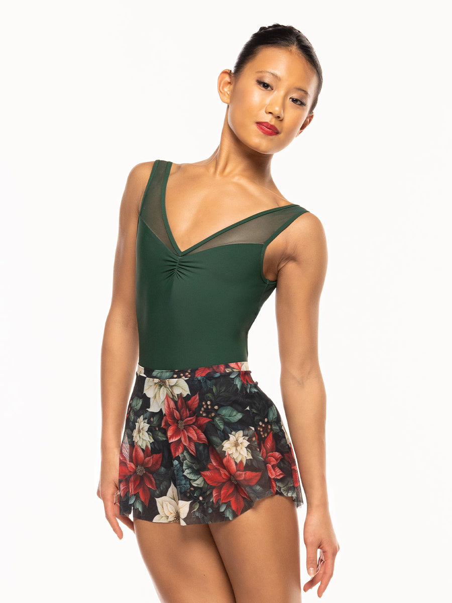 Elevé Dancewear Girls Green Leotard with Open Back & Pinch Front