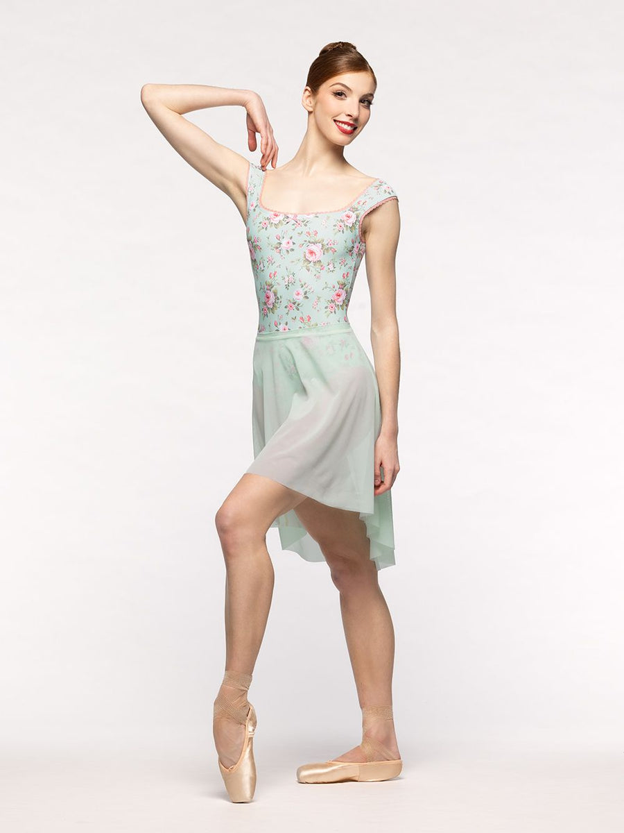 Elevé Dancewear Woman's Green Leotard with Pink Flowers